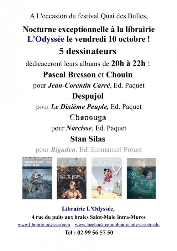 Nocturne spéciale BD vendredi 10 octobre ! « Librairie L'Odyssée à Saint-Malo